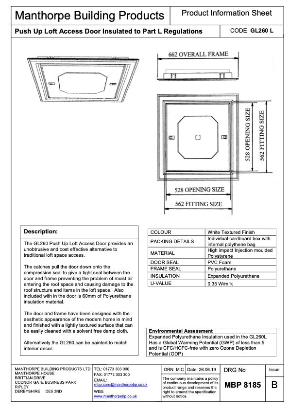 Manthorpe GL260 Push up loft door – Vent