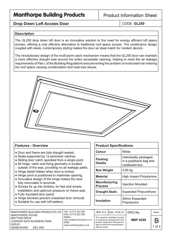 Manthorpe GL250 Insulated Loft door – Vent